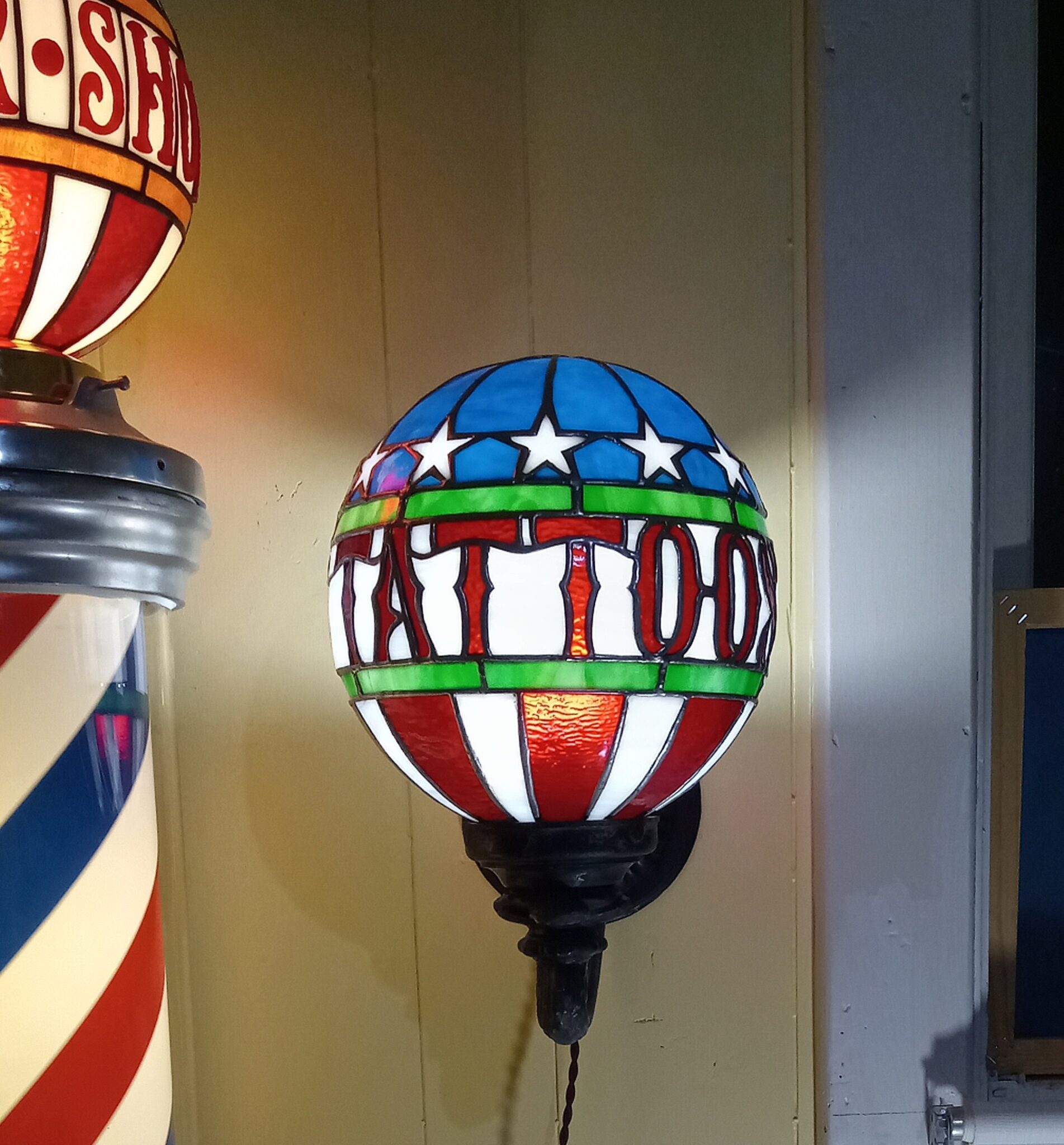 Waterjet cut glass barbershop globes - WAZER