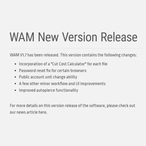 WAM V1.7 Software Update - WAZER